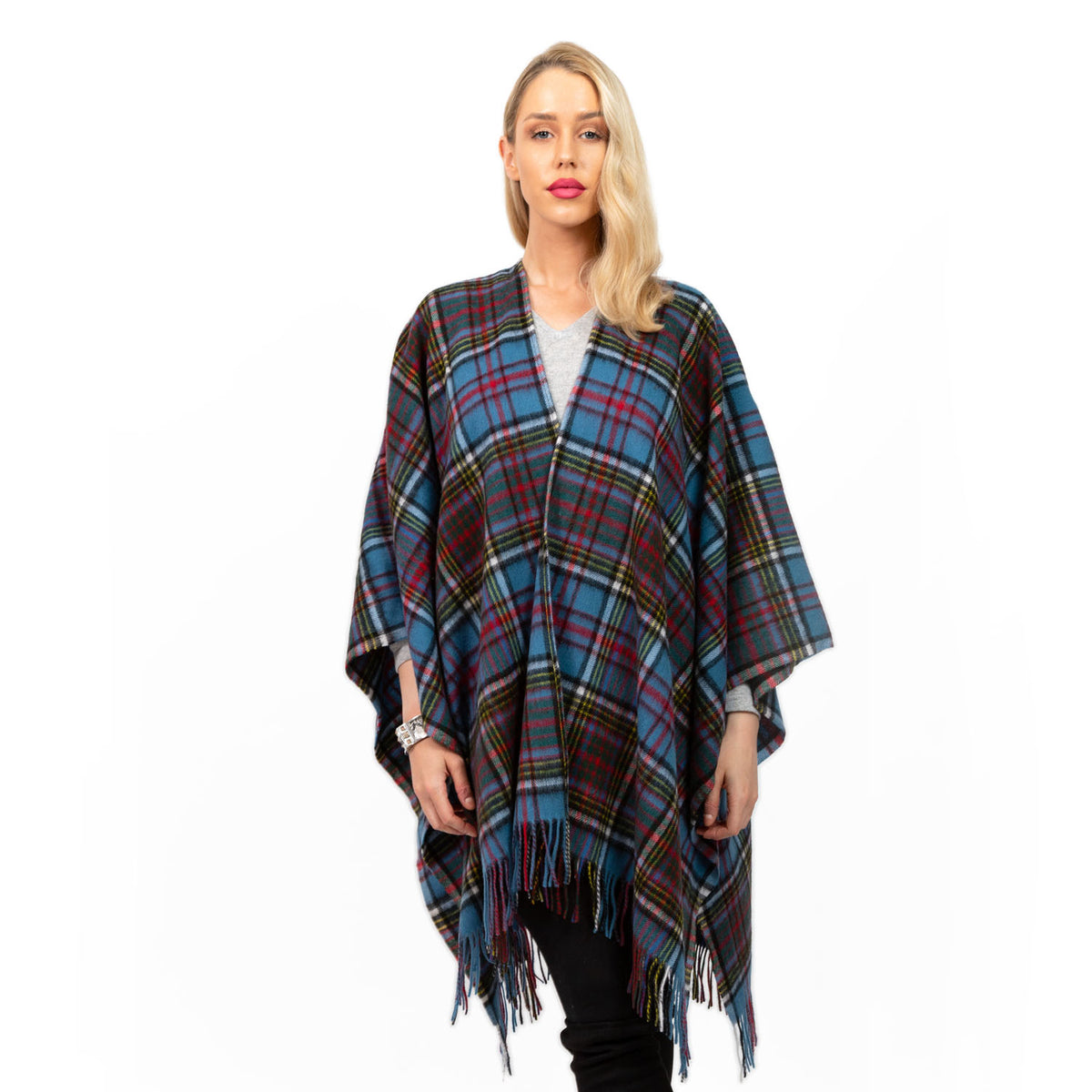 Edinburgh Lambswool Long Tartan Cape Royal Stewart Vintage Pink Royal ...