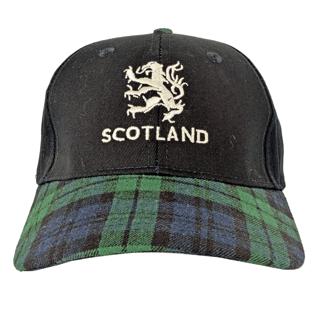 Lion Rampant Baseball Cap – Scotland Cap with Tartan Peak (Adult, Adju ...