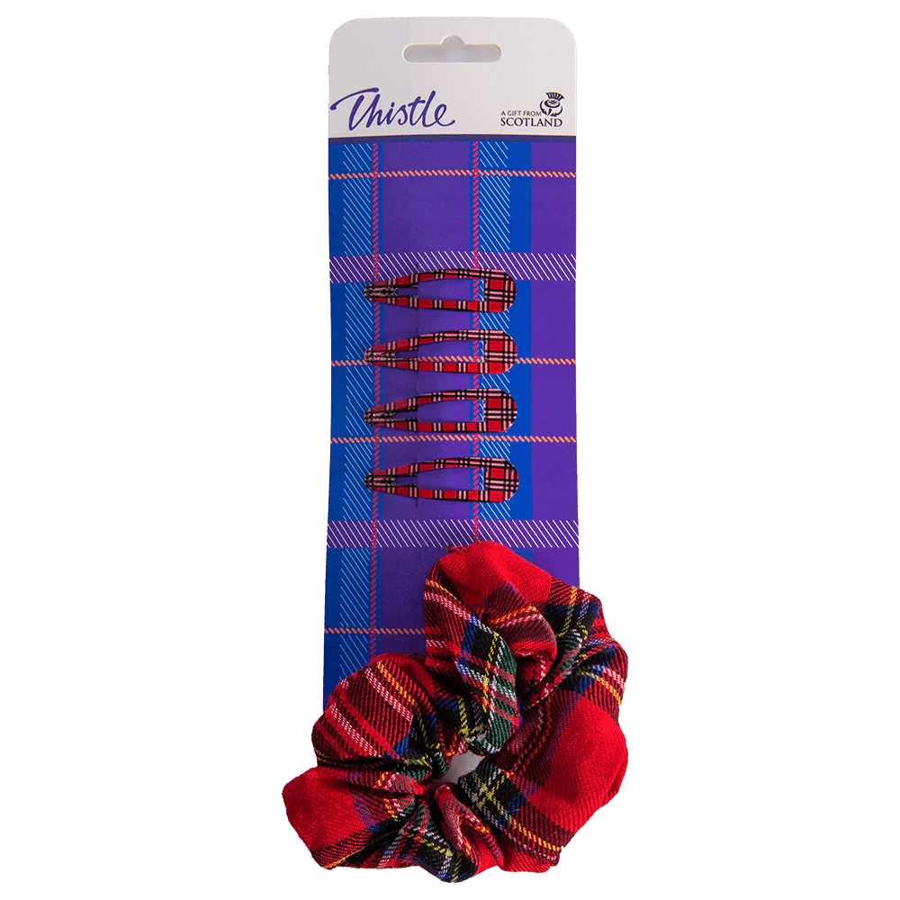 Tartan Hair Accessories Set – Scrunchie & Clips in Royal Stewart or Bl ...