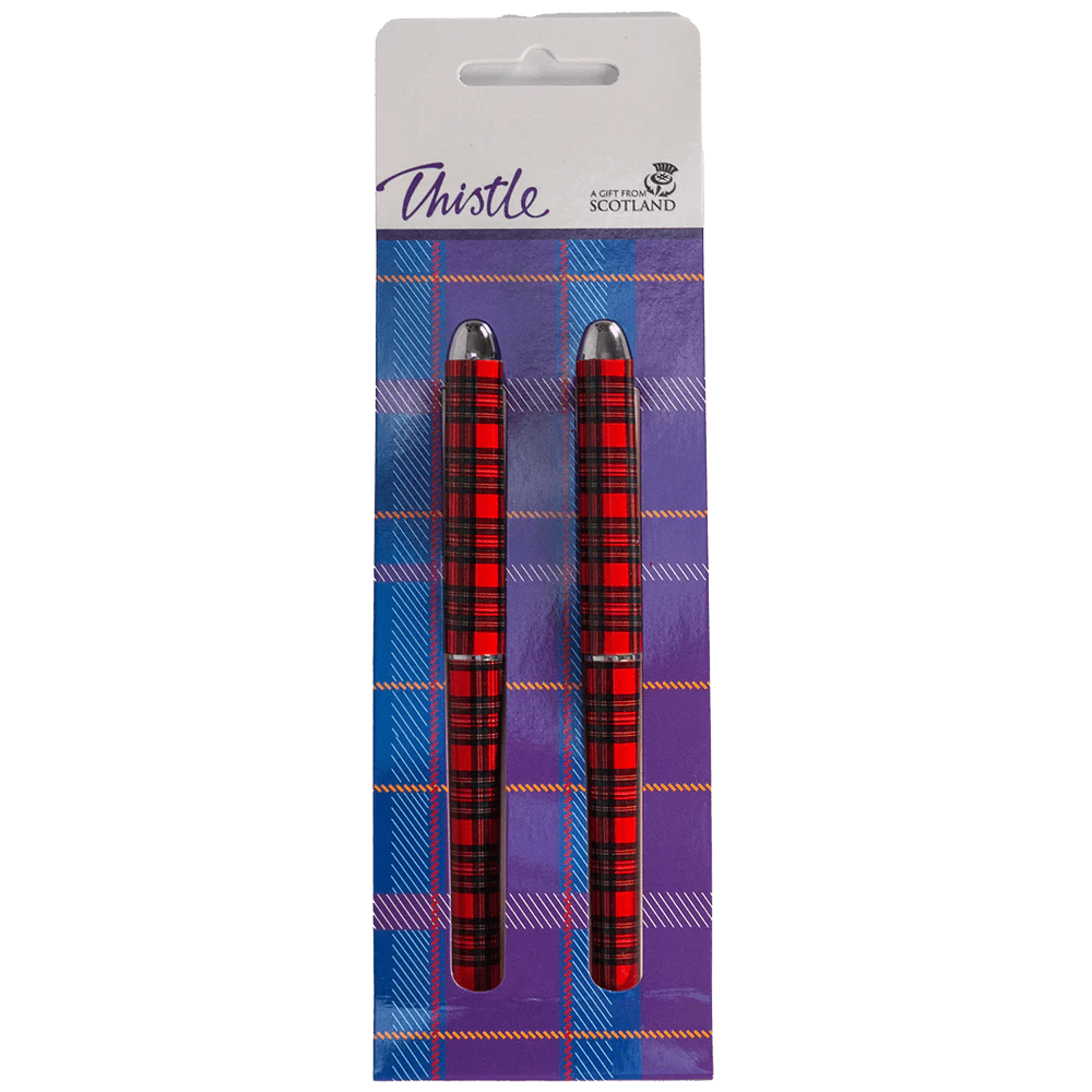 Twin-Pack Tartan Ball-Point Pens – Nessie, Piper, or Classic Red Tarta ...