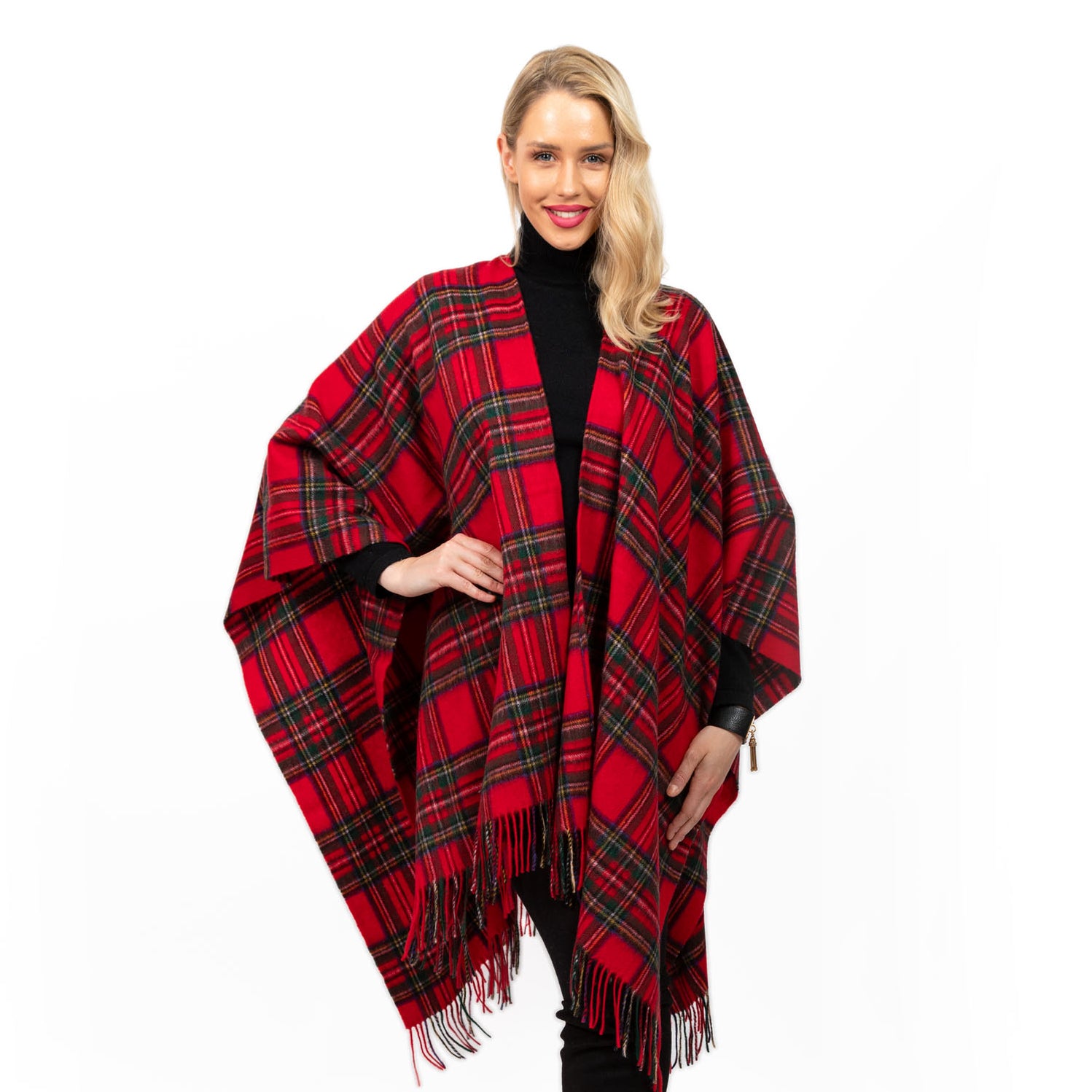 Edinburgh Lambswool Long Tartan Cape STEWART ROYAL | Heritage of Scot ...
