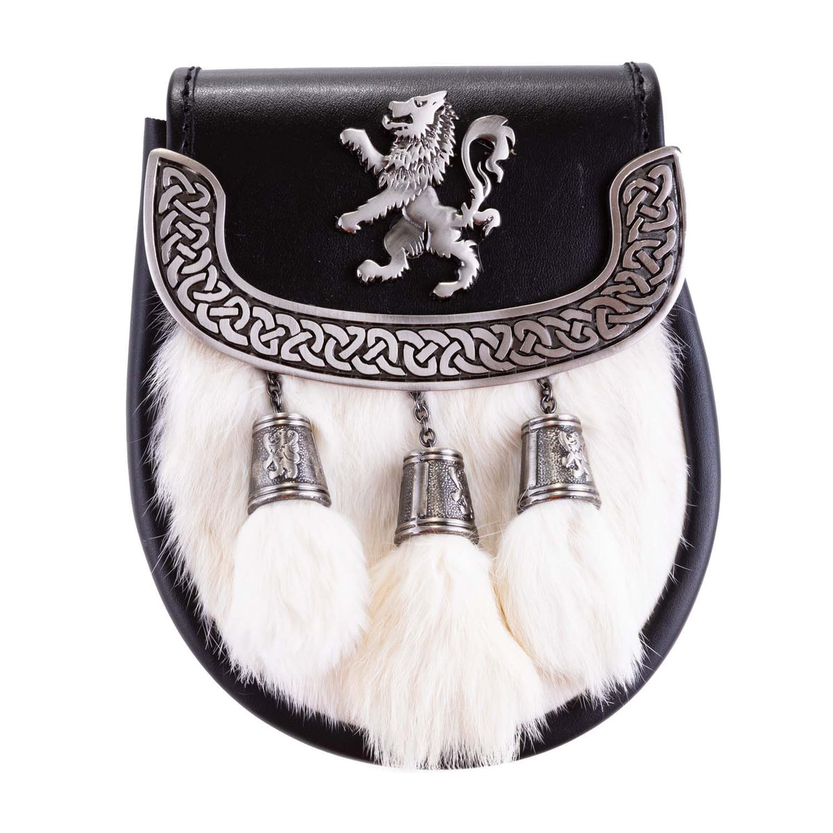 H/D Lion Rampant Plate Sporran Rabbit Fur | Heritage of Scotland ...